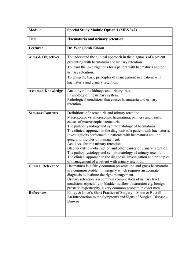 3A surgery seminar outline | PDF