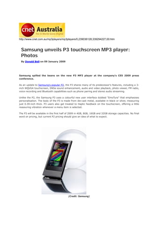 Unveils Yepp-P3 touchscreen MP3 player | PDF