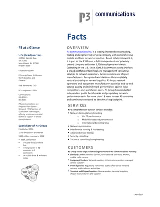 P3 communications inc._at_a_glance-2015 | PDF | Computer Networking | Computing