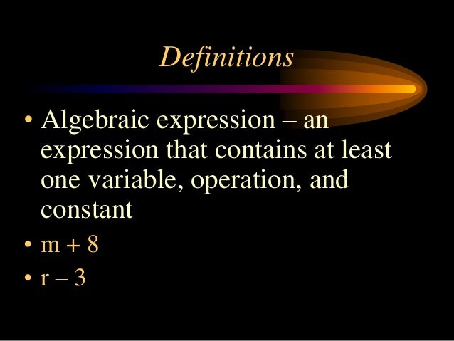 Algebraic expressions