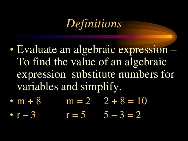 Algebraic expressions