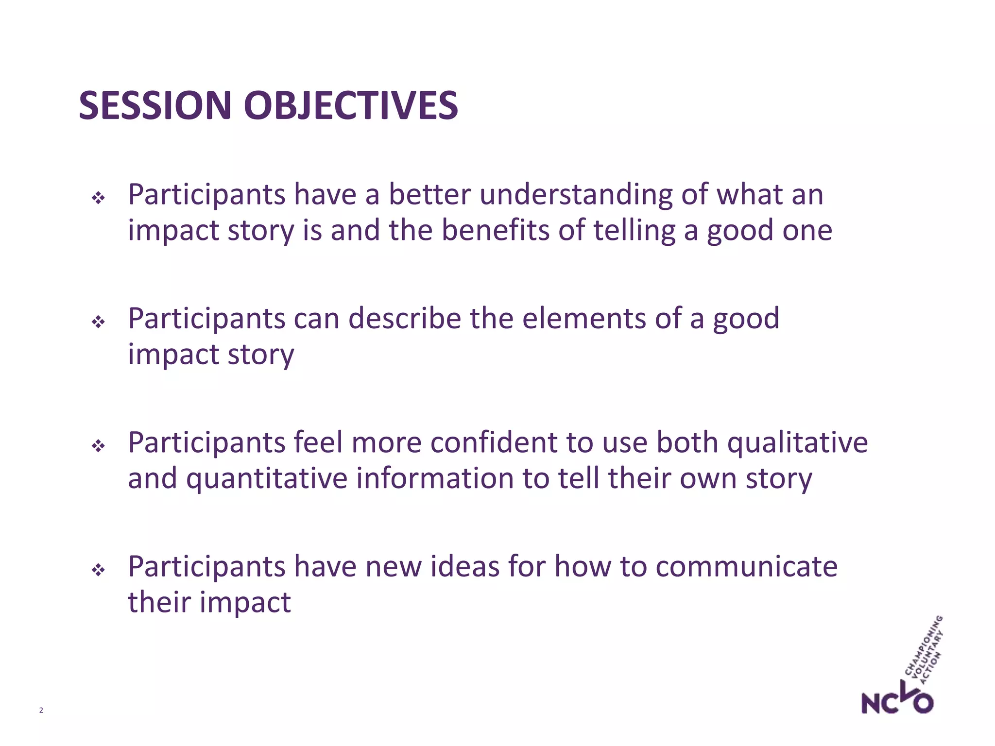 Expressing impact through storytelling (P3) | PPT
