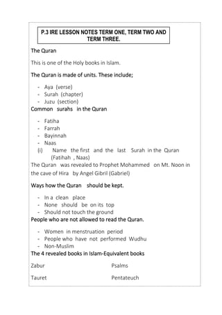 P3 IRE notes. The notes are for lower class | PDF