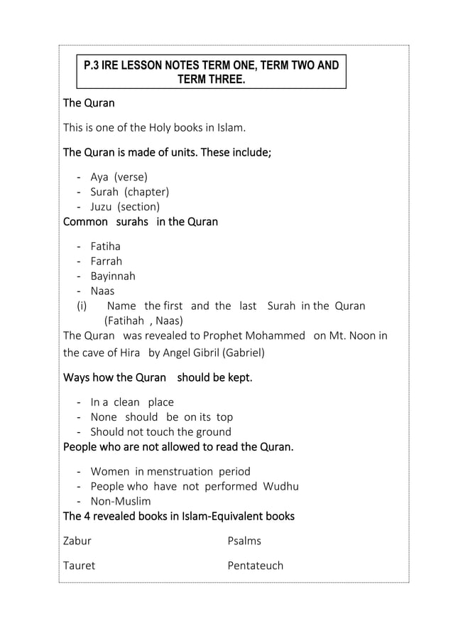 P3 IRE notes. The notes are for lower class | PDF