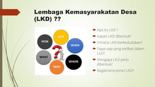 LEMBAGA KEMASYARAKATAN DESA, PERAN FUNGSI.pptx