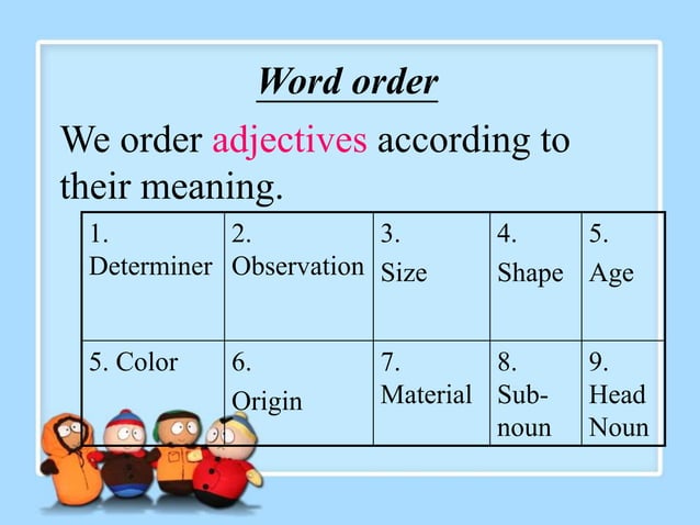 Order of Adjectives | PPT | Sports