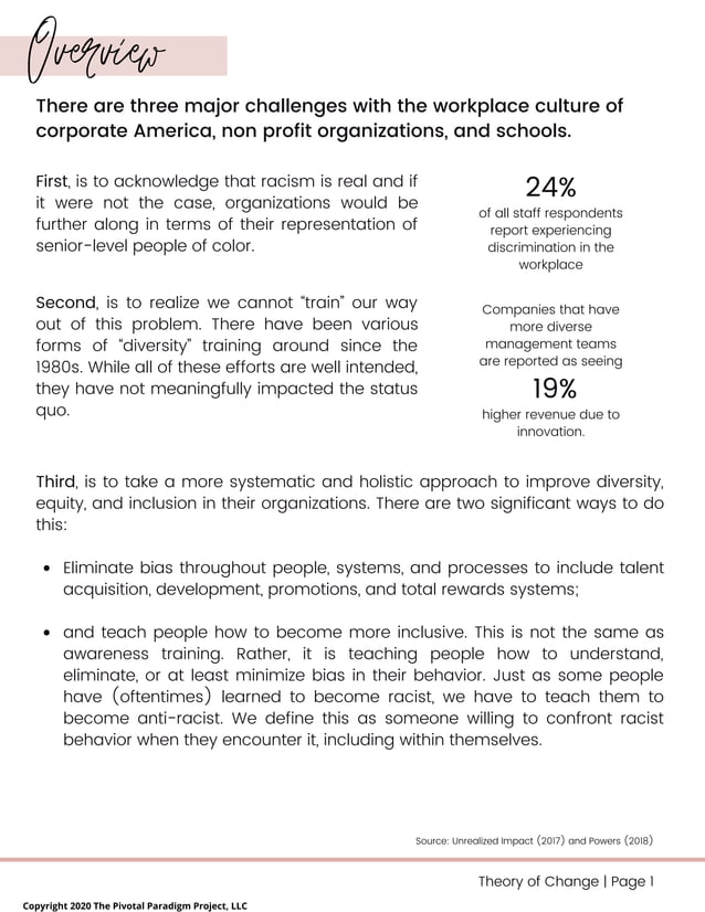 Pivotal Paradigm Project: Theory Of Change Fall 2020 | PDF