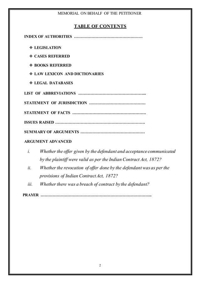 Moot memorial | DOCX