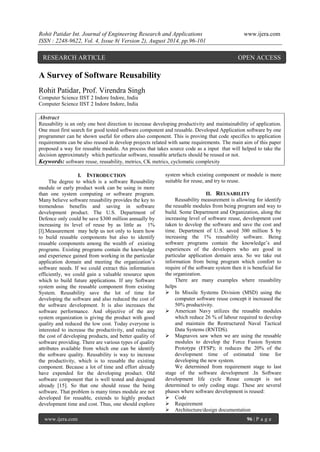 A Survey of Software Reusability | PDF | Web Development | Internet