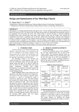 Design and Optimisation of Sae Mini Baja Chassis | PDF