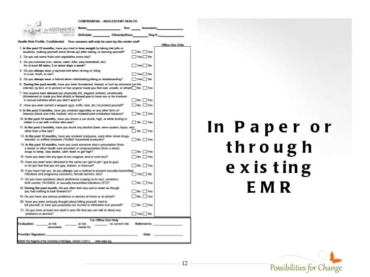 RAAPS Adolescent Risk Assessment