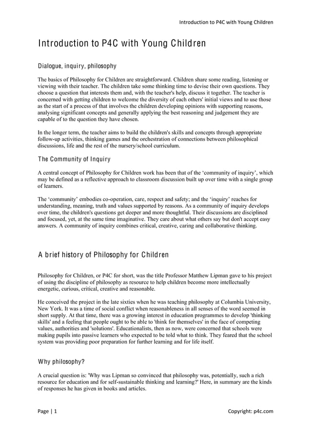 P4C in Primary Schools | PDF