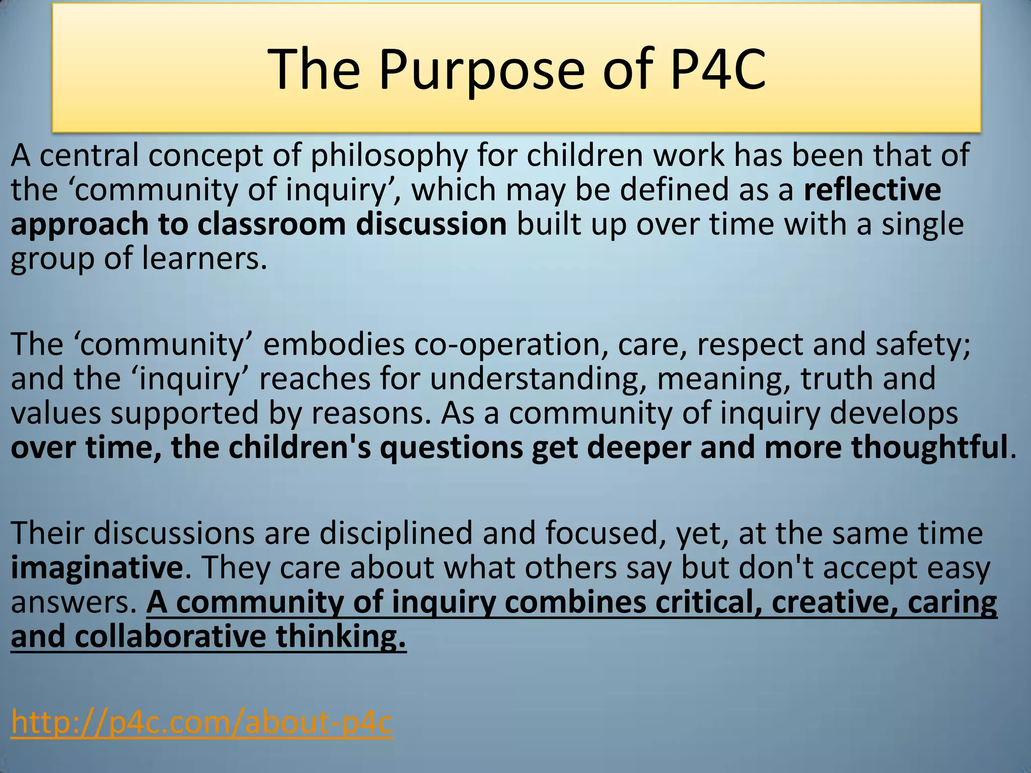Philosophy For Children presentation | PDF