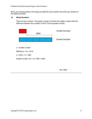 P4 maths ca1_2016_word_problems_solutions_modelled_after_rosyth | PDF ...