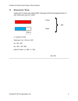 P4 maths ca1_2016_word_problems_solutions_modelled_after_rosyth | PDF ...