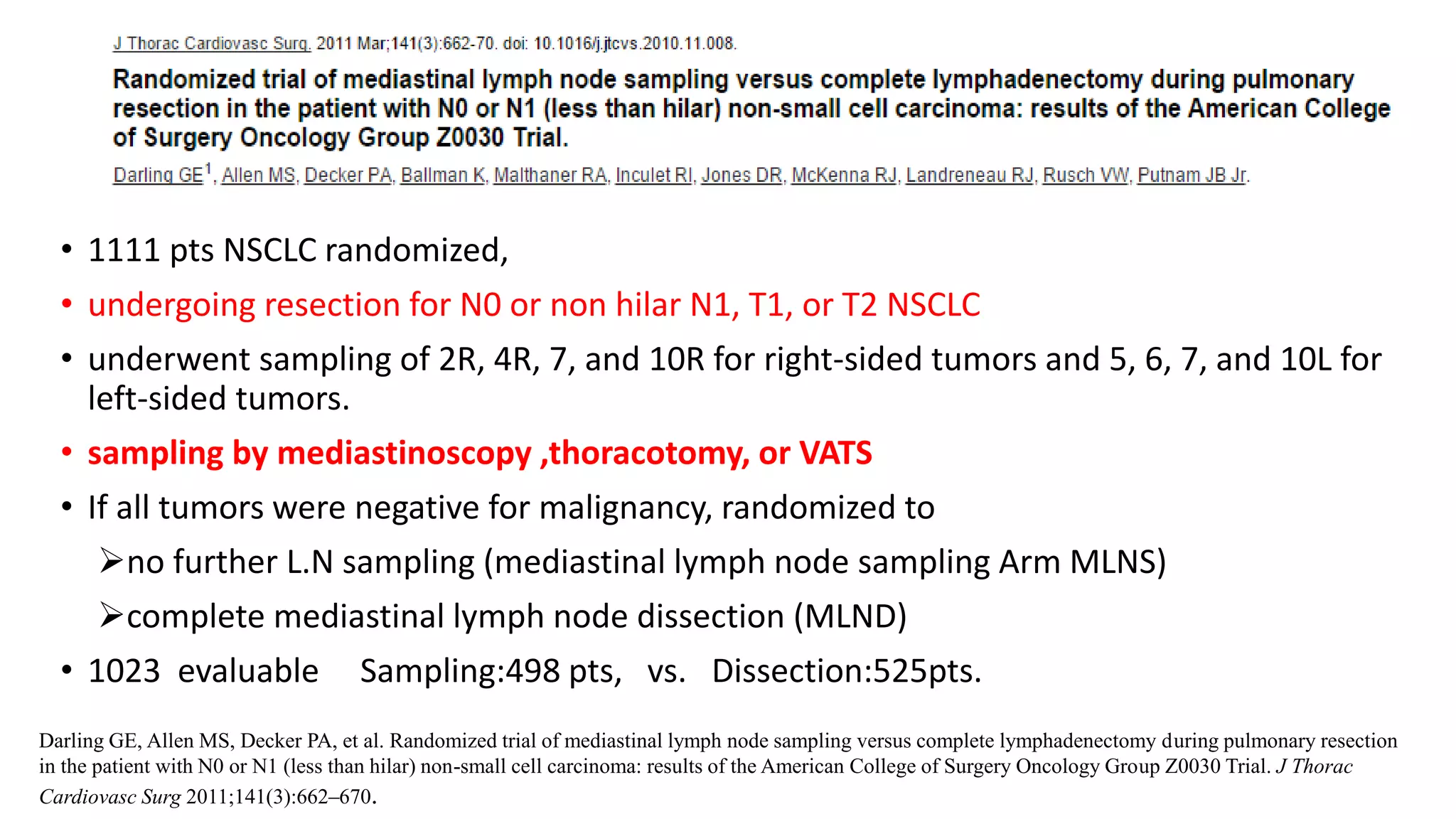 MANAGEMENT OF EARLY STAGE NON SMALL CELL LUNG CARCINOMA | PPTX | Lung ...