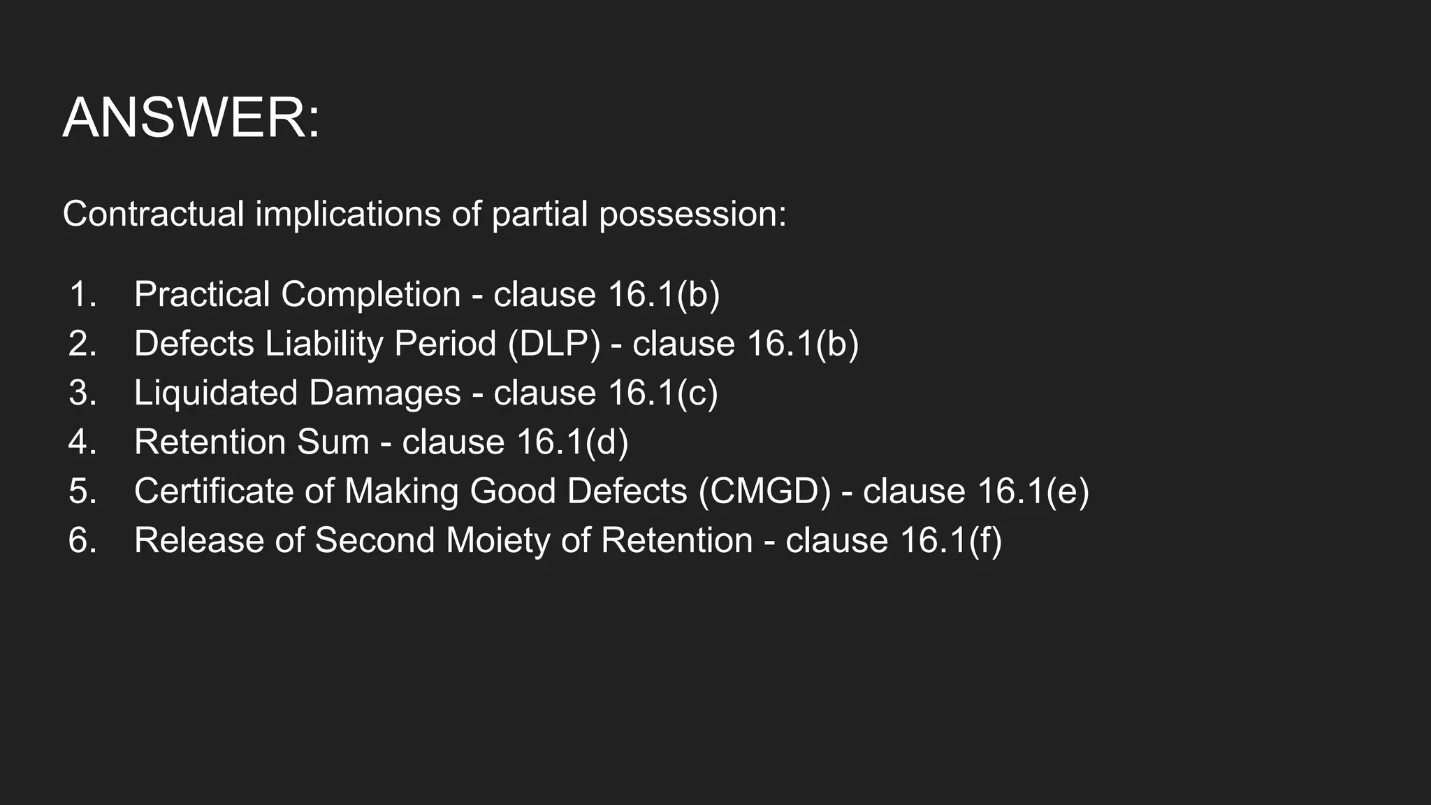 Seminar - Partial Possession by Employer | PDF