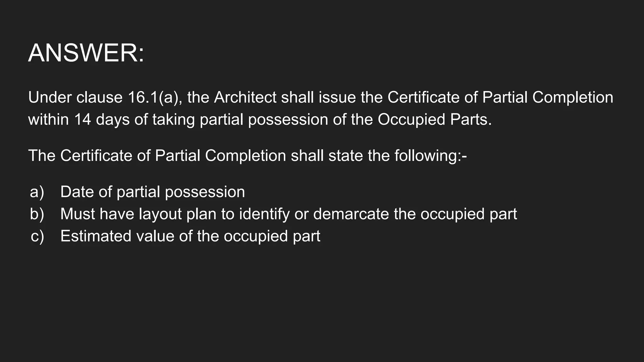 Seminar - Partial Possession by Employer | PDF