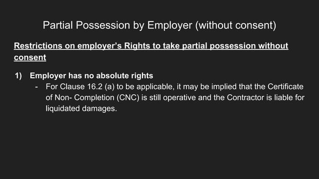 Seminar - Partial Possession by Employer | PDF