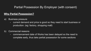 Seminar - Partial Possession by Employer | PDF