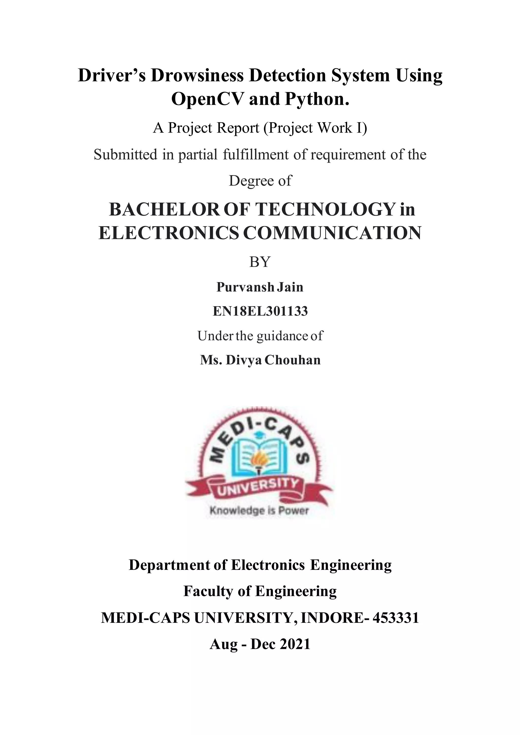 Driver Drowsiness Detection report | PDF