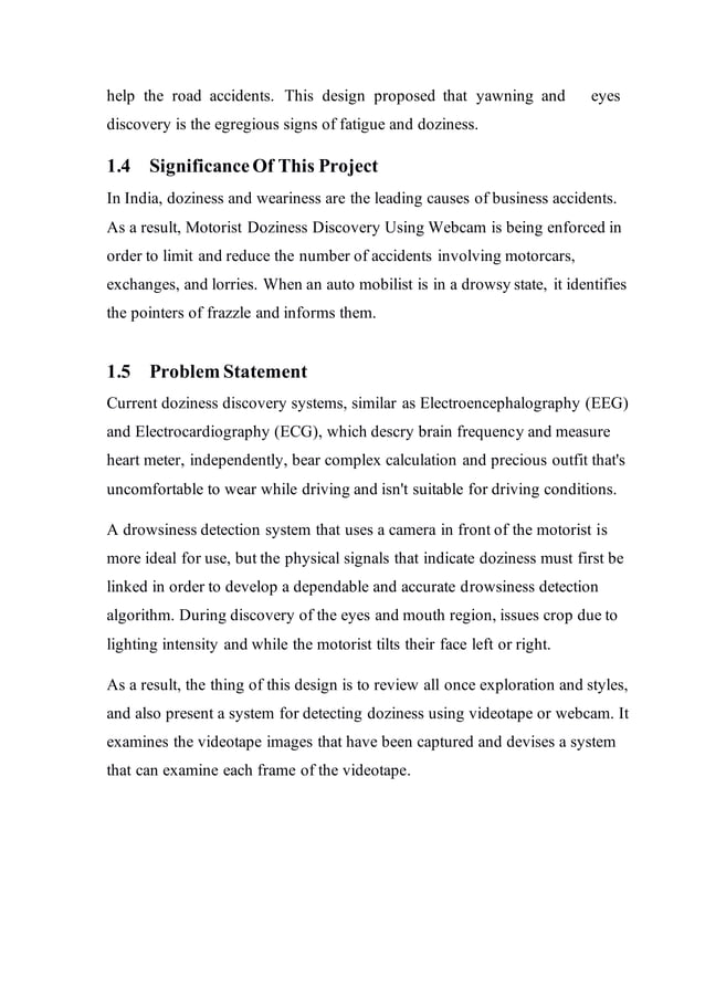 Driver Drowsiness Detection report | PDF
