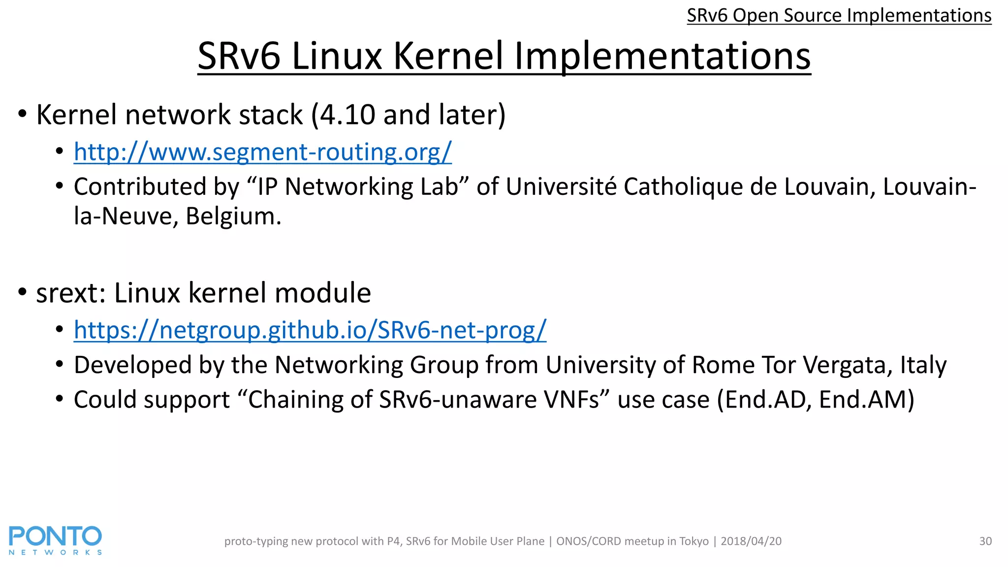 SRv6 Mobile User Plane P4 proto-type | PPT