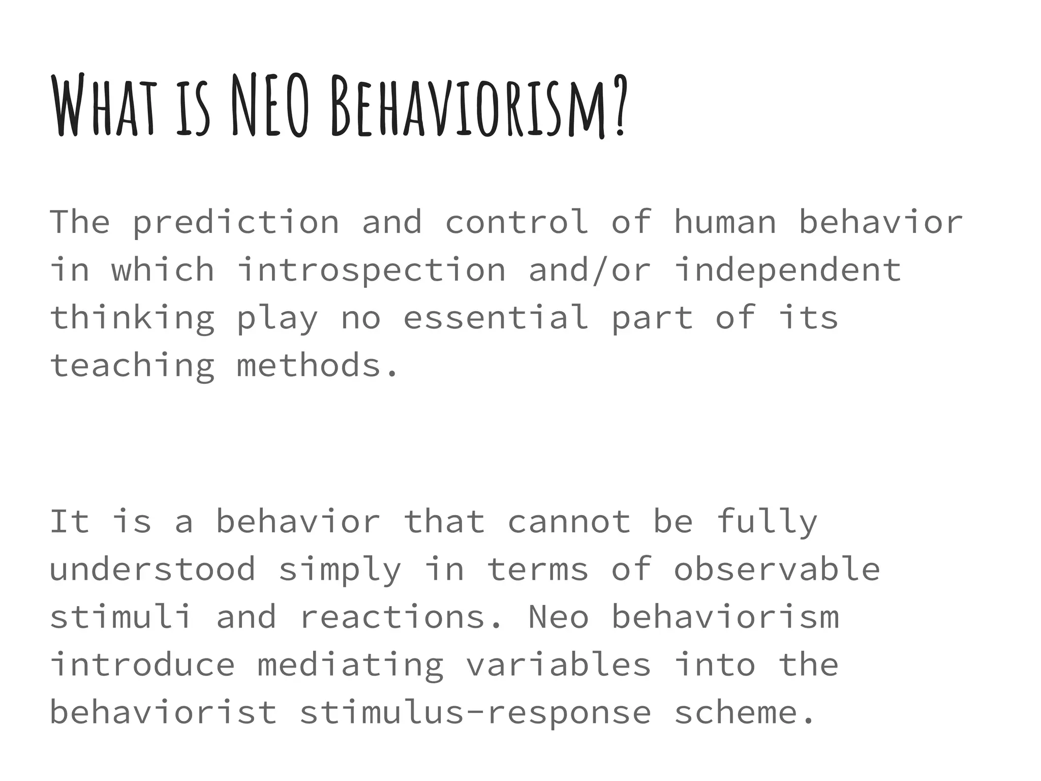 Neo behaviorism | PDF