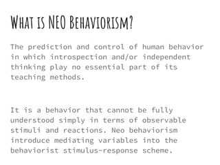 Neo behaviorism | PDF