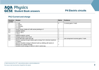 P4 Electric Circuits [ Answers AQA GCSE Physics ] | PDF