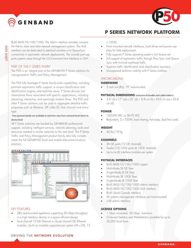 GENBAND P50 Datasheet | PDF