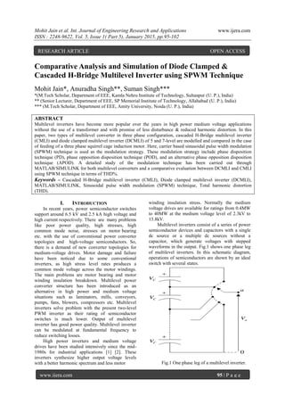 Comparative Analysis and Simulation of Diode Clamped & Cascaded H-Bridge Multilevel Inverter ...