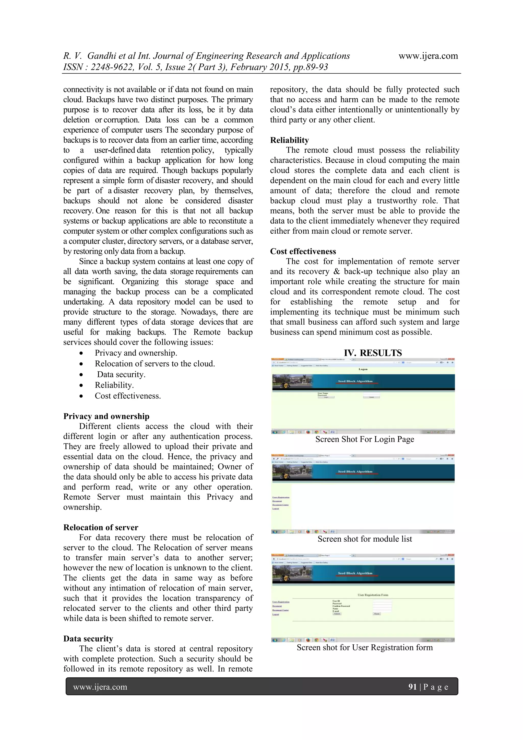 Data Back-Up and Recovery Techniques for Cloud Server Using Seed Block Algorithm | PDF | Cloud ...