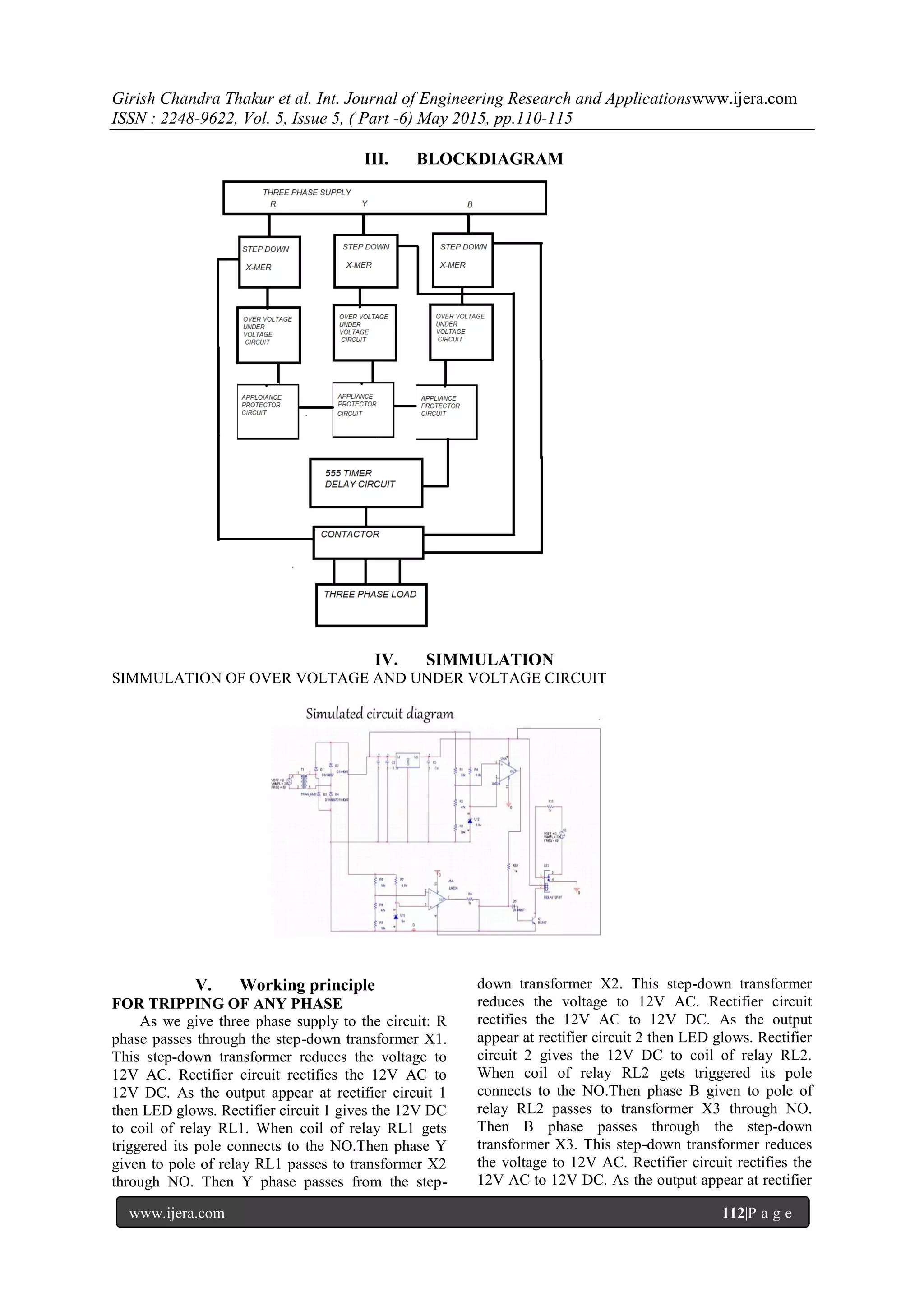 Implementationof Single Phasing, Over Voltage, Under Voltage, Protection of Three Phase ...