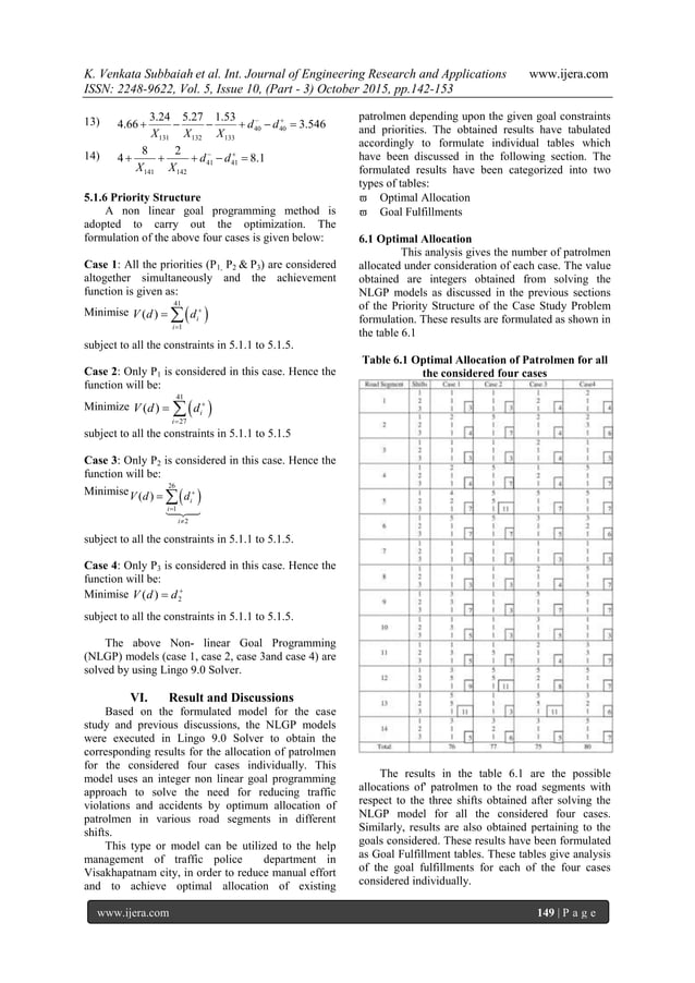 Optimization of Patrol Manpower Allocation Using Goal Programming Approach -A Case Study | PDF