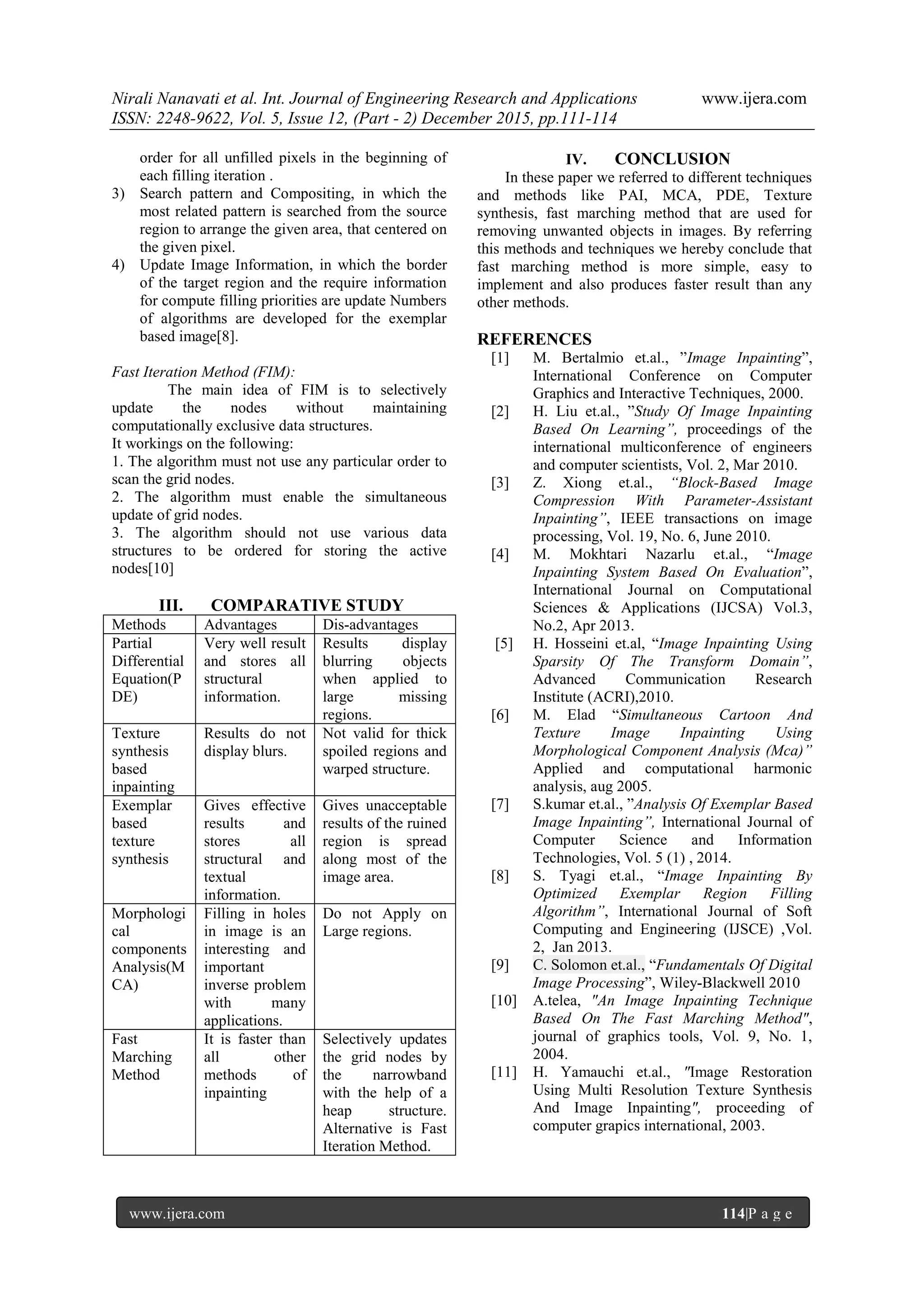 Removal of Unwanted Objects using Image Inpainting - a Technical Review | PDF | Photo Editing ...