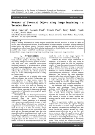 Removal of Unwanted Objects using Image Inpainting - a Technical Review ...