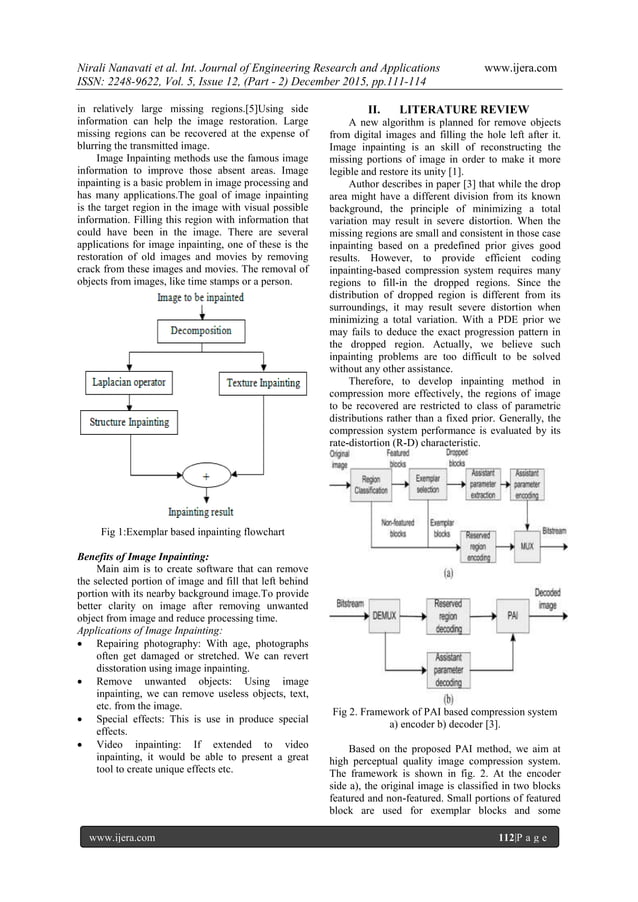 Removal of Unwanted Objects using Image Inpainting - a Technical Review | PDF | Photo Editing ...