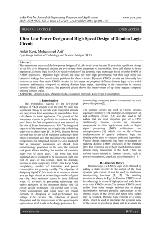 Ultra Low Power Design and High Speed Design of Domino Logic Circuit ...