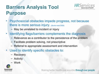 "When it all goes wrong" - Review of the barriers to return to work | PPT