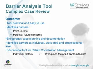 "When it all goes wrong" - Review of the barriers to return to work | PPT