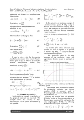 Discretizing of linear systems with time-delay Using method of Euler’s and Tustin’s ...