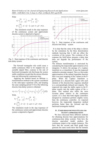 Discretizing of linear systems with time-delay Using method of Euler’s and Tustin’s ...