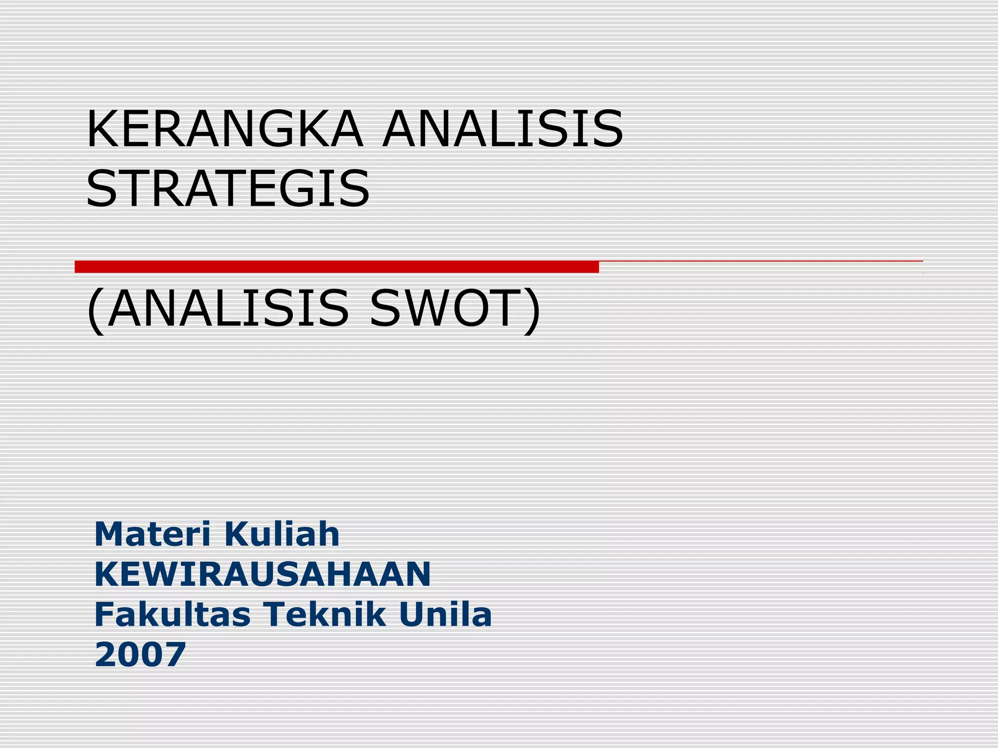 analisis strategis swot | PPT