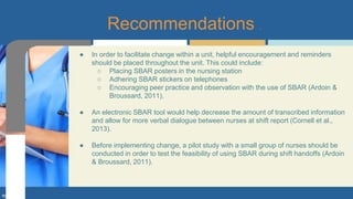 SBAR Communication in Nursing Shift Report | PPTX