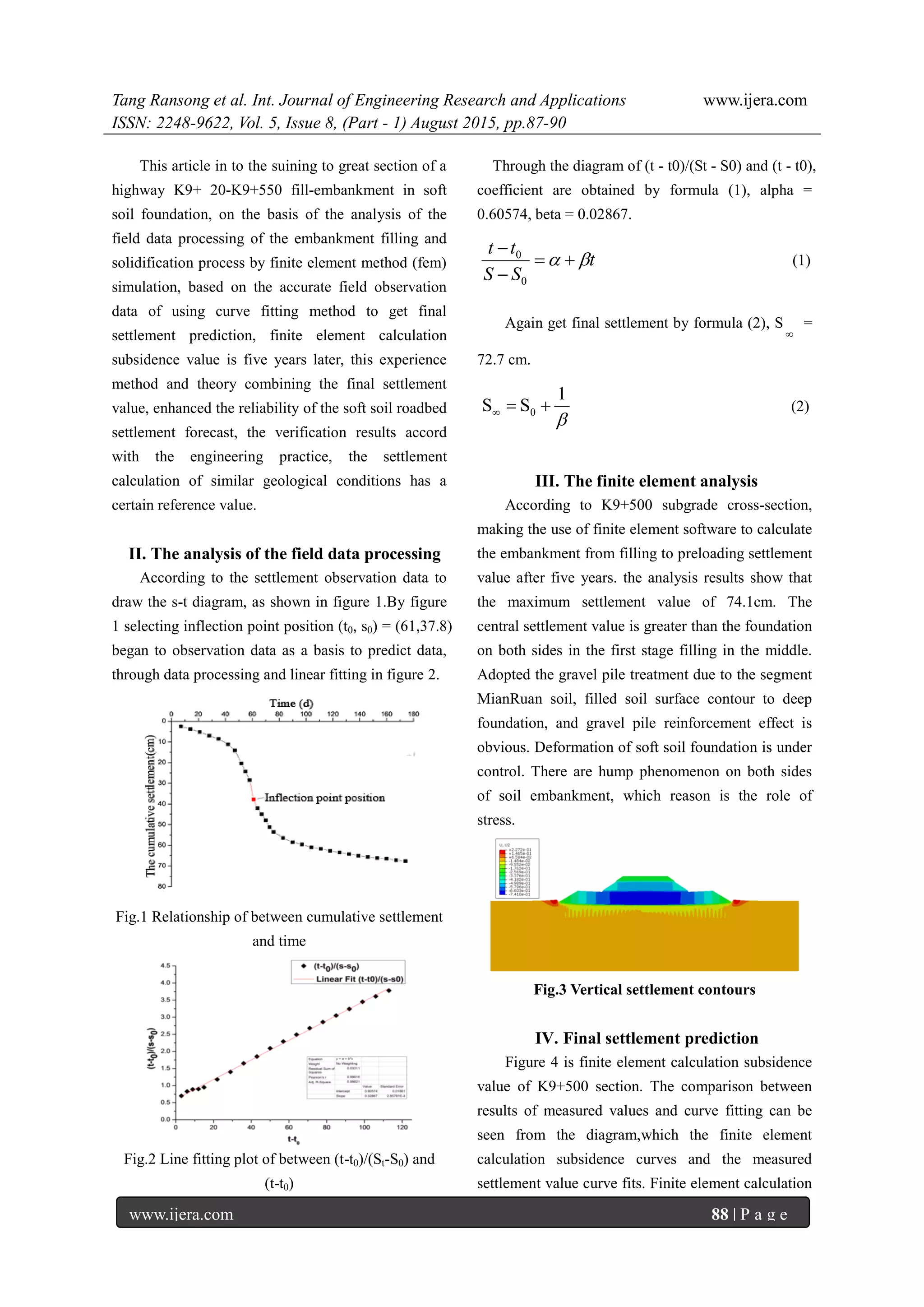 Settlement prediction research on the gravel pile in soft soil subgrade | PDF