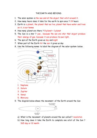 P5 c science review the earth and beyond | DOCX