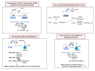 IB Chemistry Serial Dilution, Molarity and Concentration | PDF