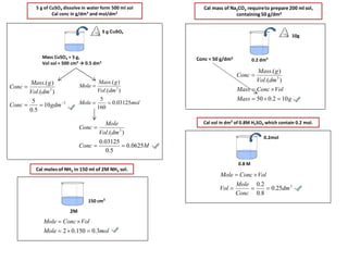 IB Chemistry Serial Dilution, Molarity and Concentration | PDF