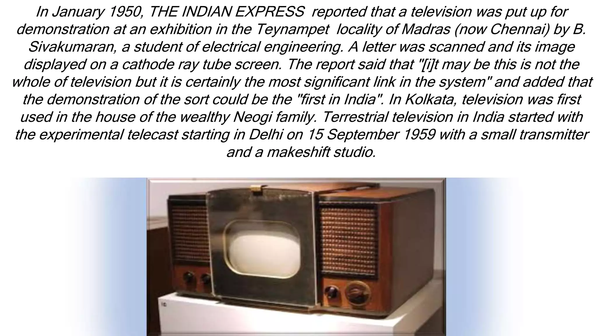 Evolution of Television post indeoendence | PPTX